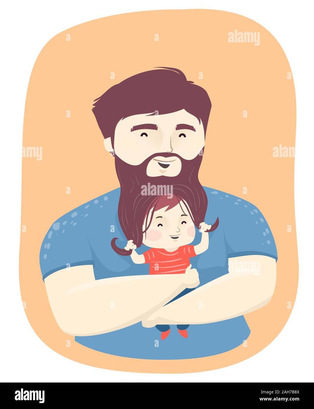 Illustration of a Kid Boy Playing with the Beard of His Father Stock ...