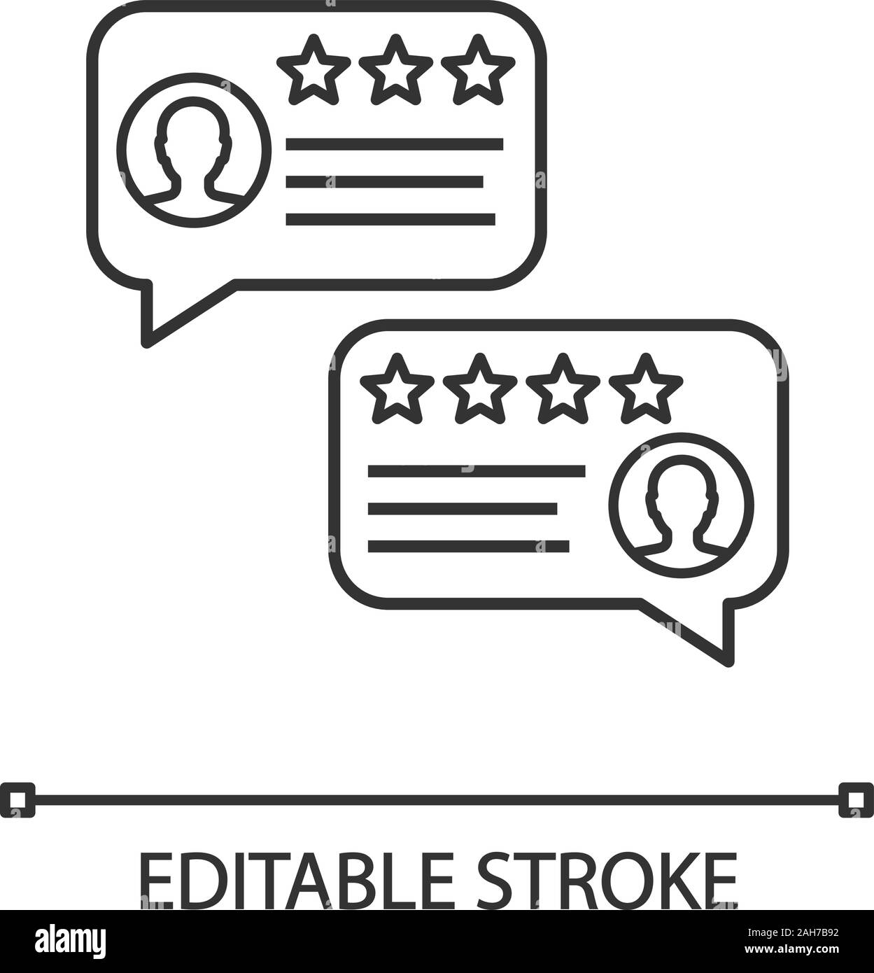 Customer reviews linear icon. Positive feedback messages. Thin line ...