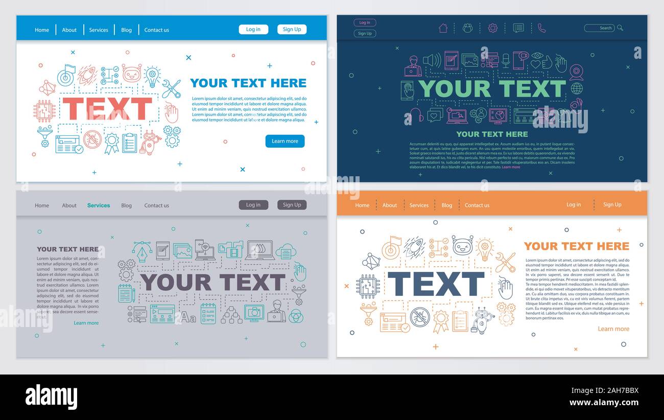 Digital services web page design vector templates set. Graphic design ...