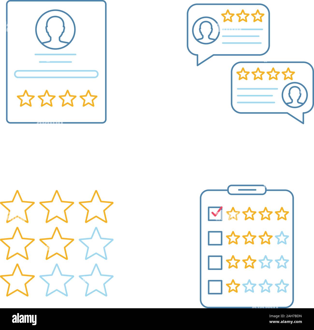 Rating color icons set. Customer review, feedback, rating scale, survey ...