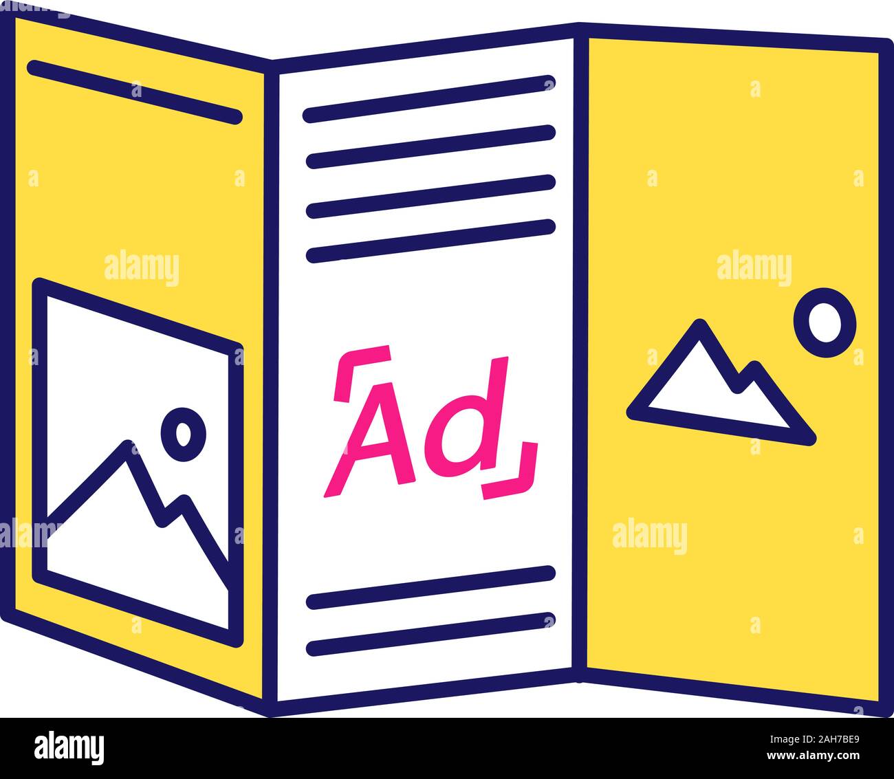 Folded brochure color icon. Print advertising. Booklet template. Print ...