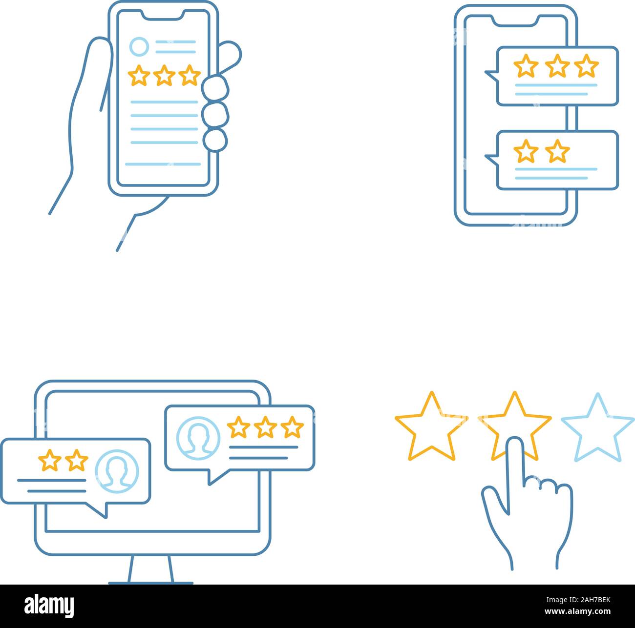 Rating color icons set. Customer review, feedback, app rating, scale ...