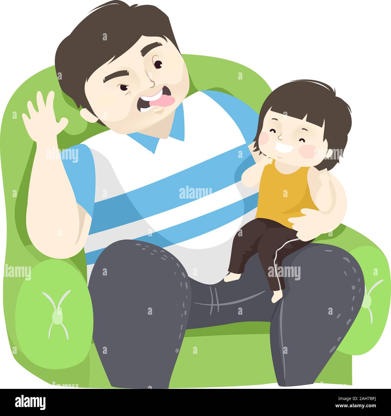 Illustration of a Kid Girl Laughing a Lot and Her Father Telling ...
