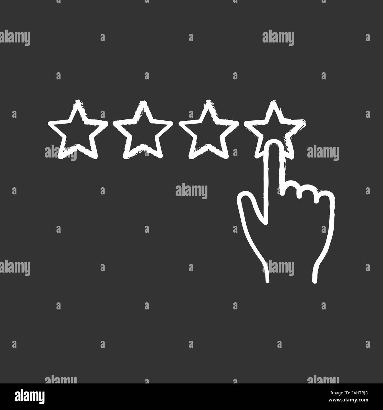 Five star rating chalk icon. Customer excellent review and feedback ...