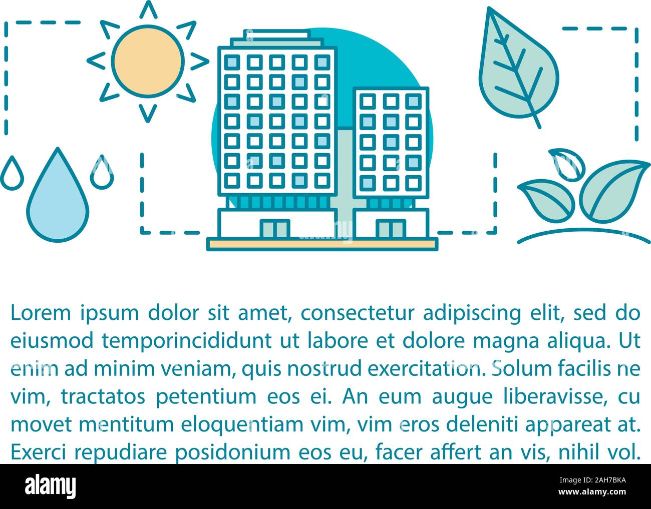 Green building concept linear illustration. Eco-friendly environment ...