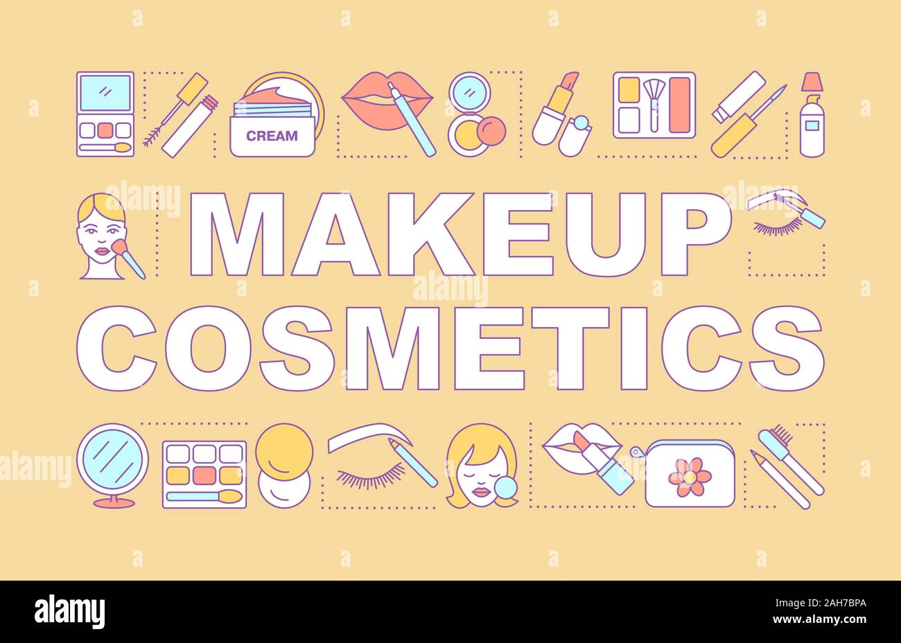 Makeup cosmetics word concepts banner. Beauty salon. Skin care products ...