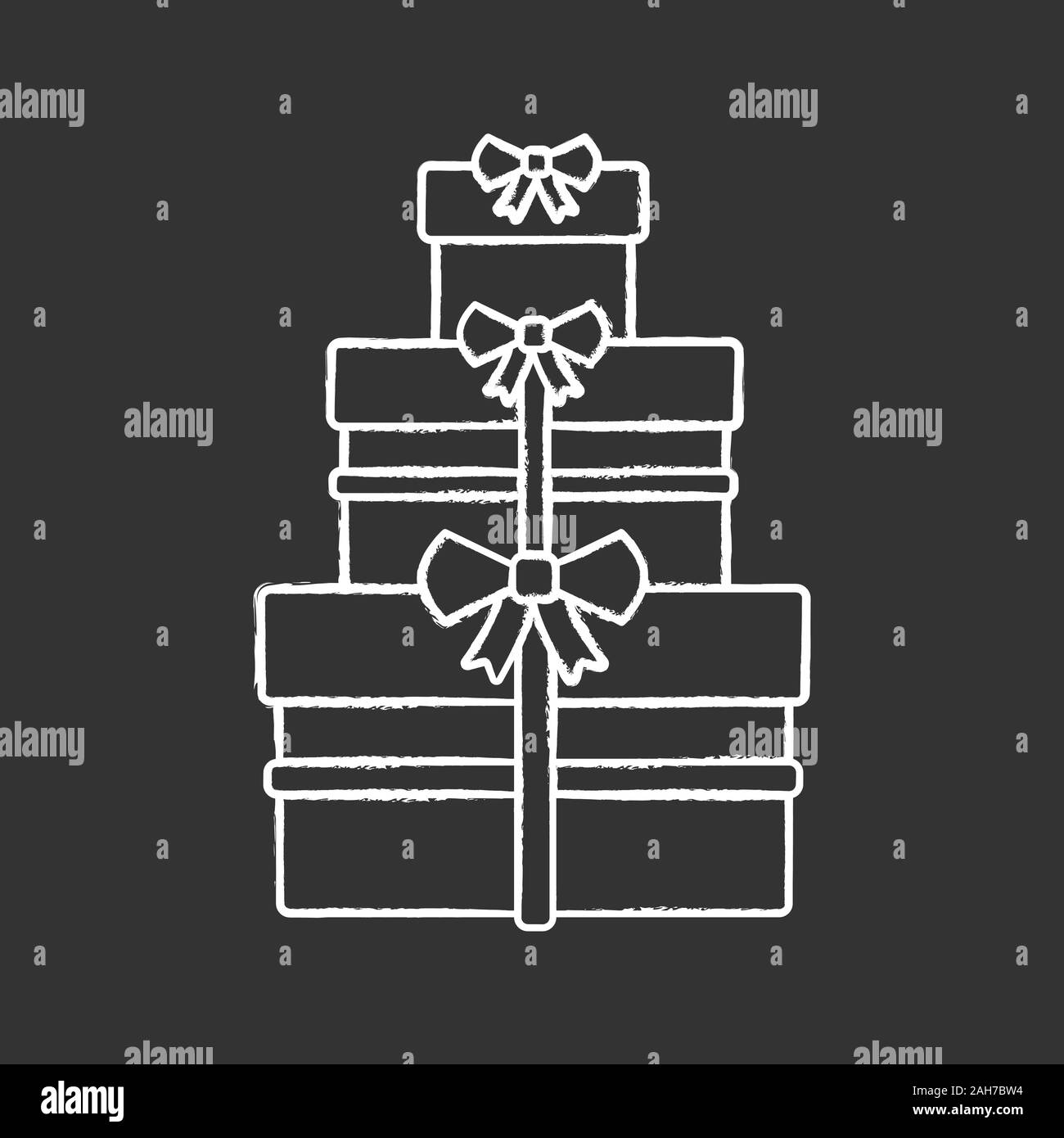 Gifts boxes chalk icon. Wedding, New Year, Christmas, birthday presents ...