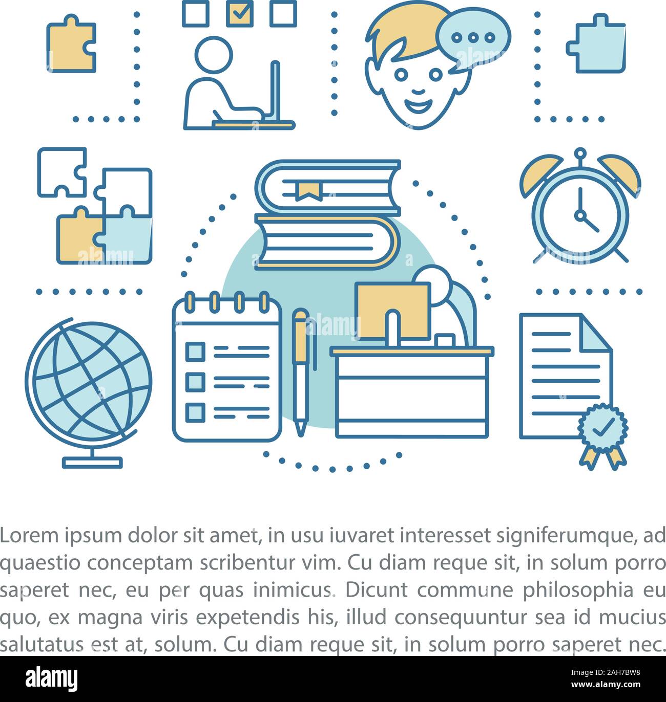 E-learning concept linear illustration. Distance education. Article ...
