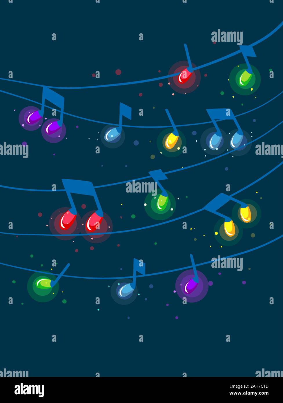 Illustration of Colorful Lights Shaped as Music Notes Dangling in the ...