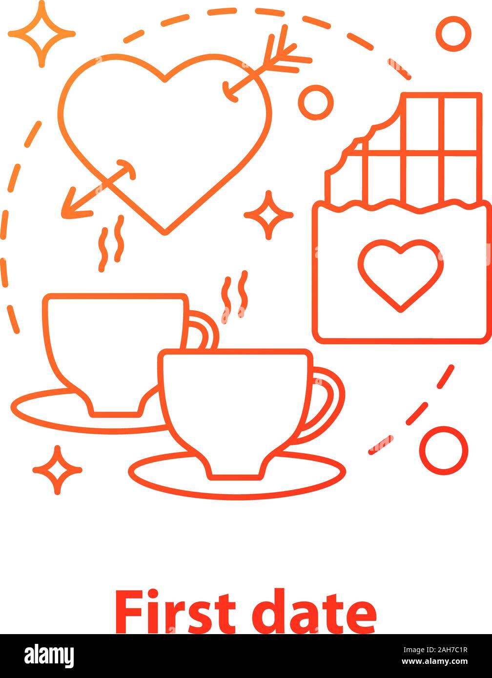 First date concept icon. Cafe idea thin line illustration. Coffee break ...