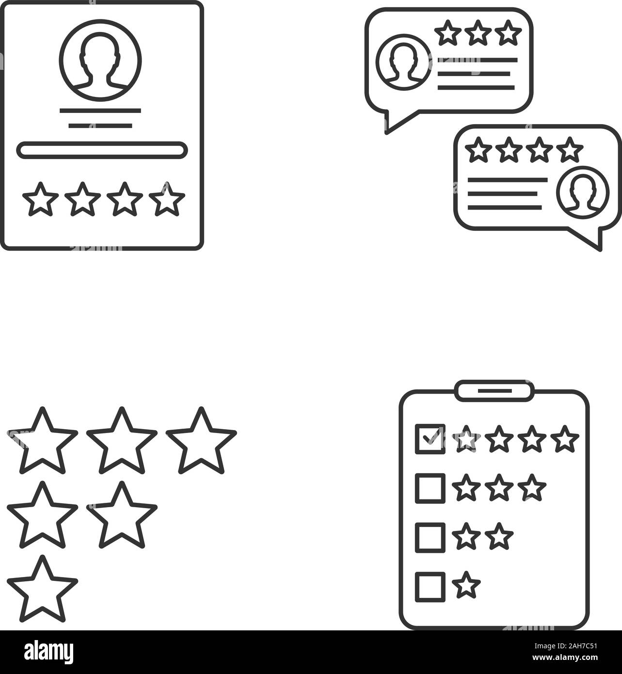 Rating linear icons set. Customer review, feedback, rating scale ...