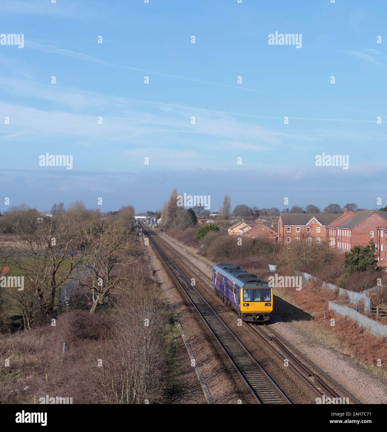 Arriva Northern rail class 142 pacer train 142086 passing Brough, (west ...