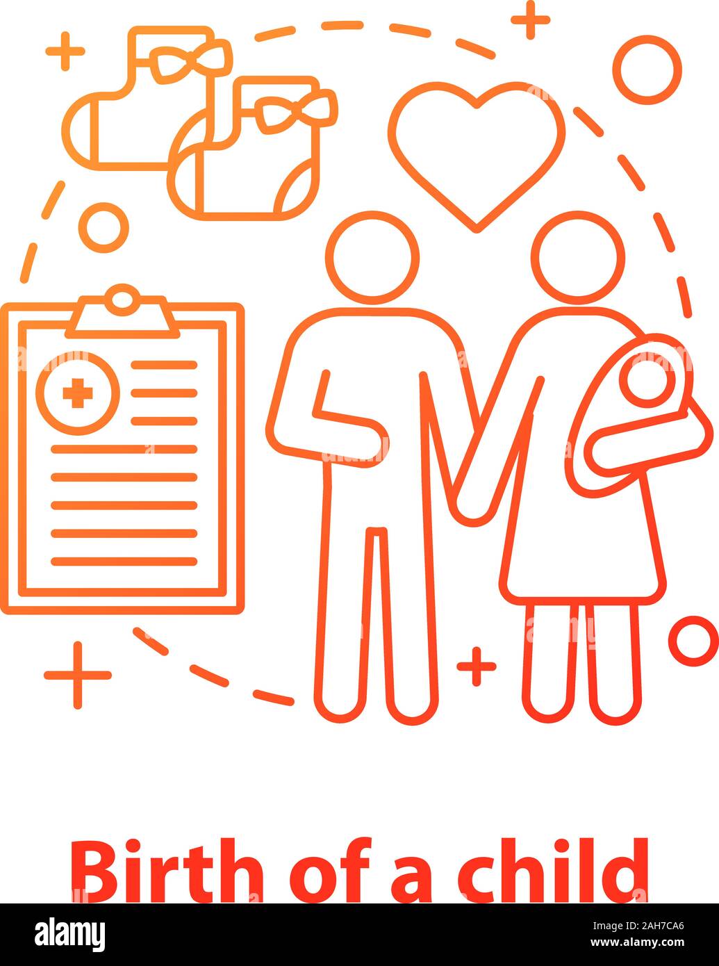 Family concept icon. Child birth. Parenthood idea thin line ...