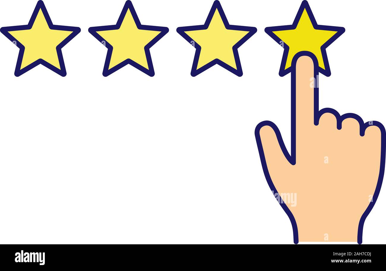 Five star rating color icon. Customer excellent review and feedback ...