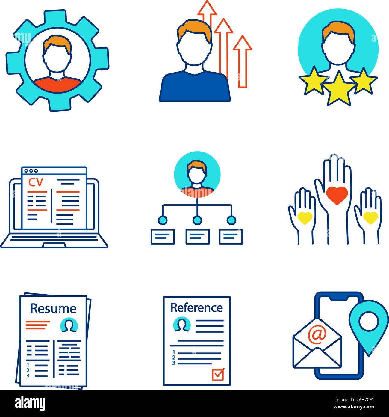 Resume color icons set. Skills, achievements, experience, online cv ...