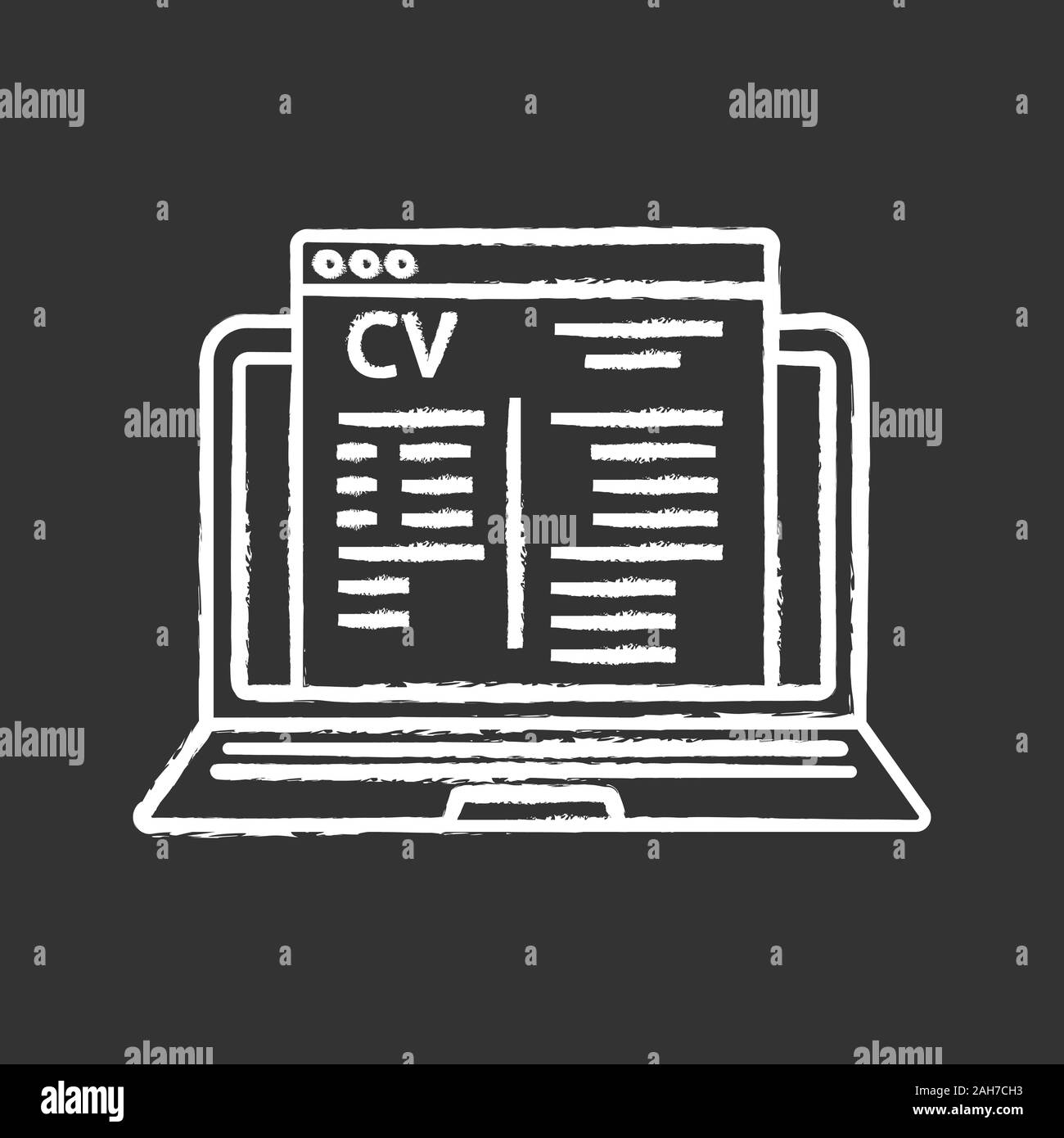 Online job application chalk icon. Job search website. Online resume ...