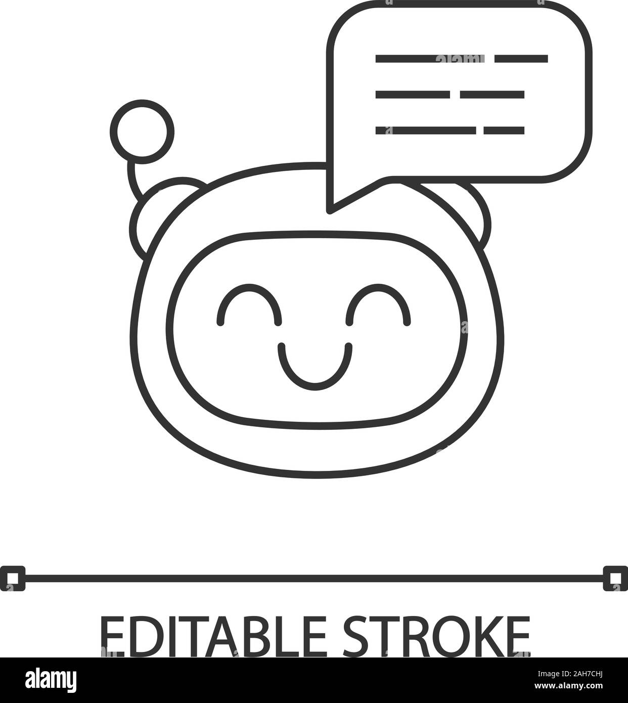 Chatbot message linear icon. Talkbot. Laughing chat bot. Thin line ...