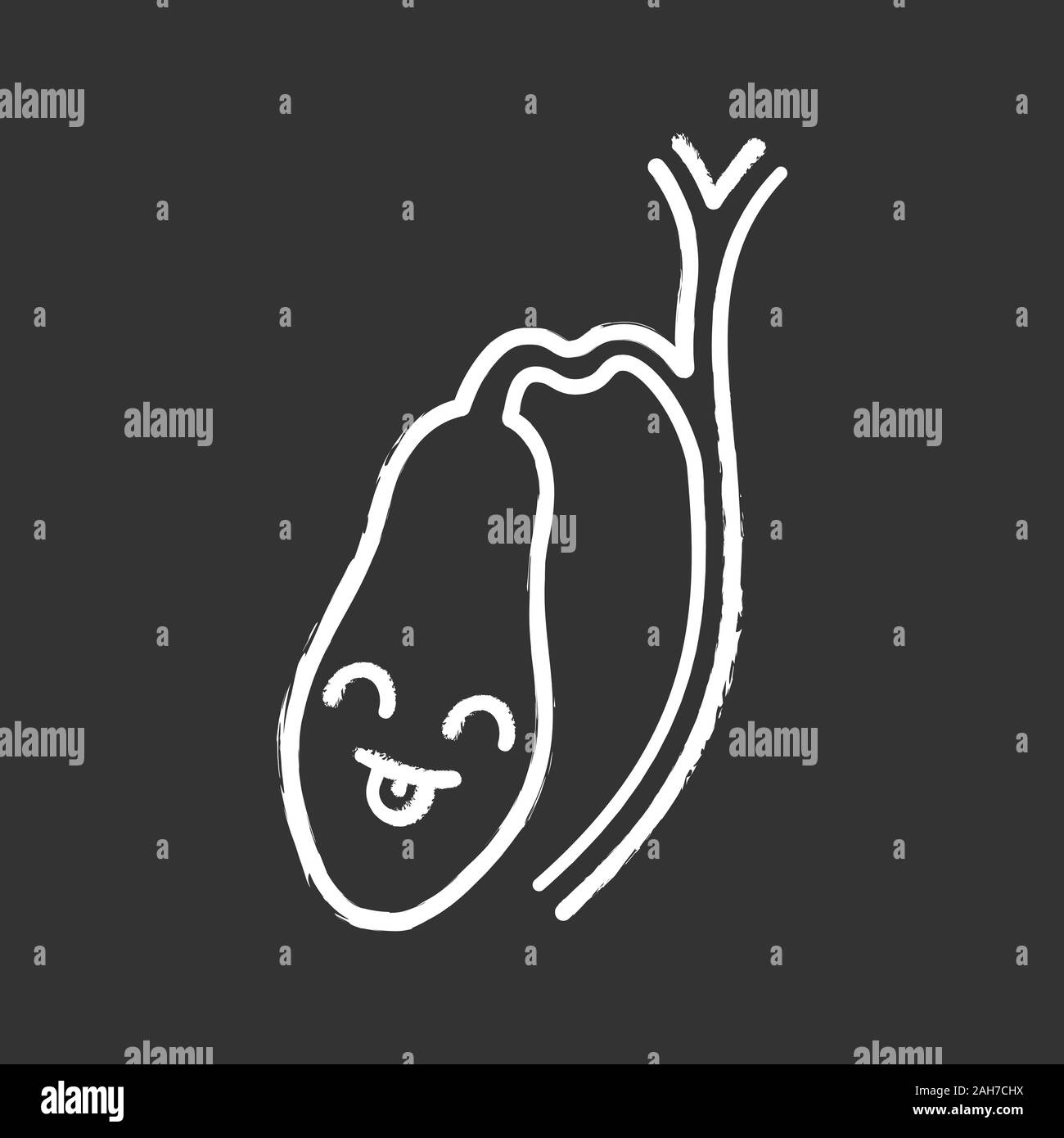 Smiling gallbladder chalk icon. Healthy digestive system. Gallbladder ...