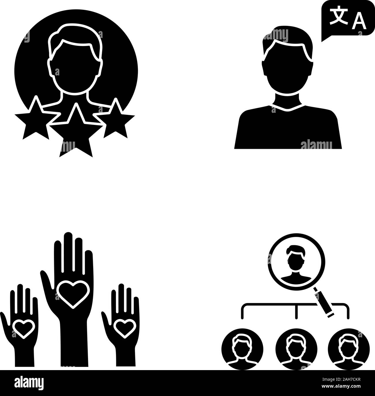 Resume glyph icons set. Professional experience, language skill ...