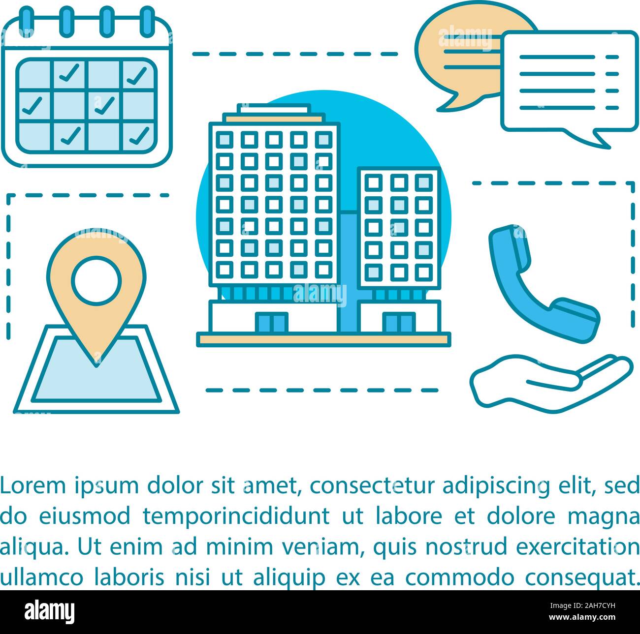 Contact us concept linear illustration. Information center. Infocenter ...