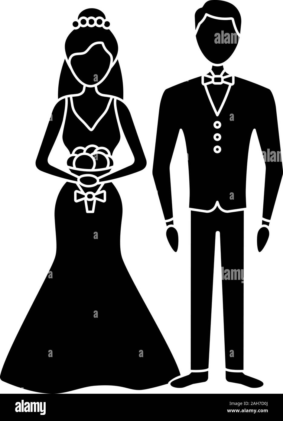Bride and bridegroom glyph icon. Wedding ceremony. Newlywed. Just ...