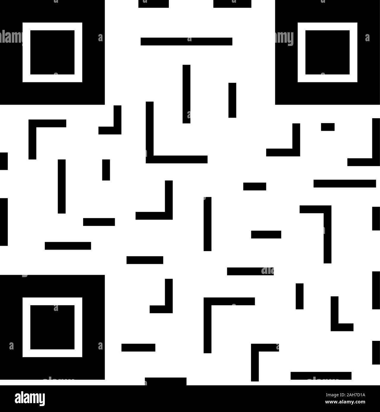 QR code glyph icon. Matrix barcode identification. 2D data code. Two ...