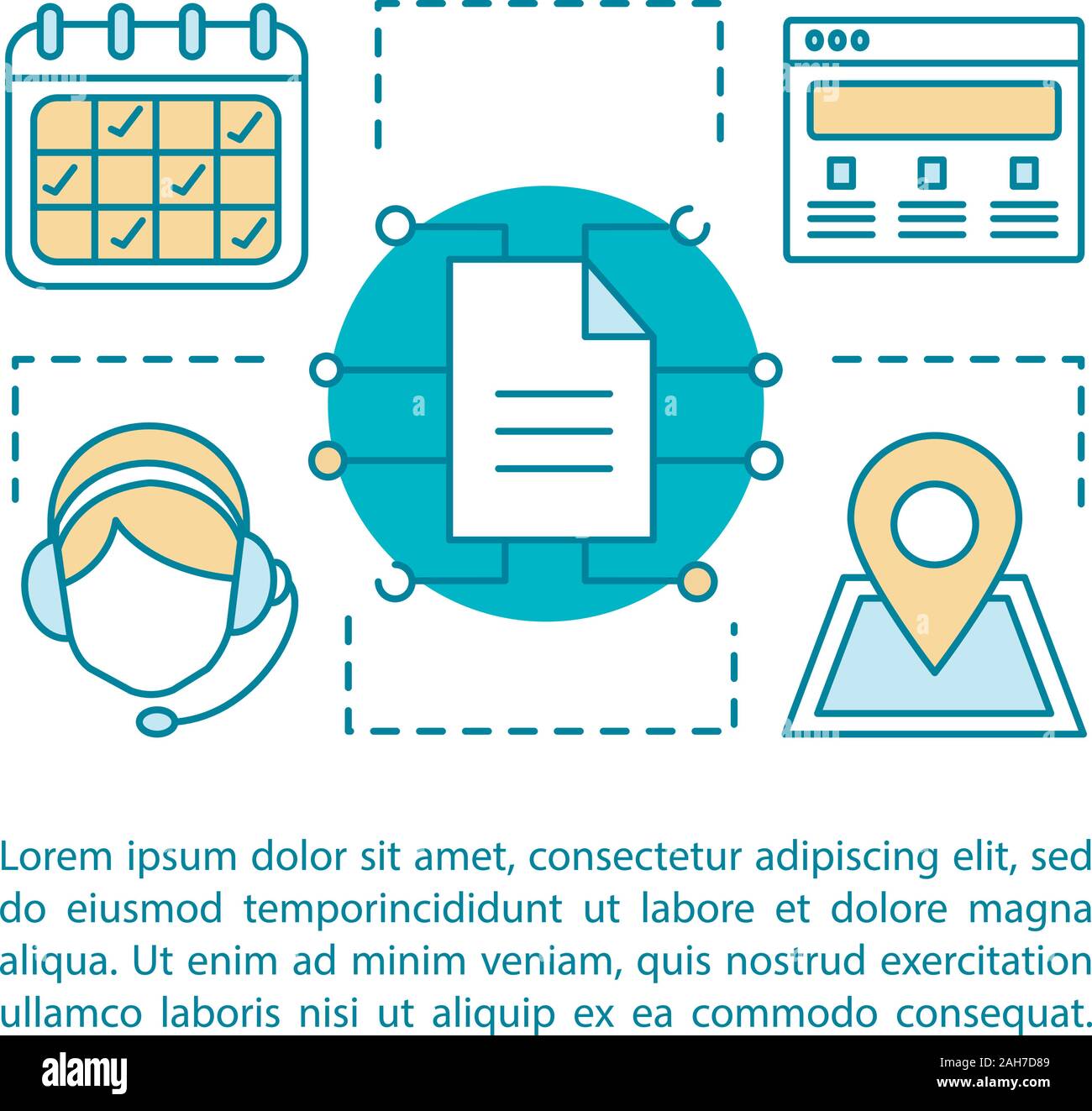 Contact us concept linear illustration. Information center. Infocenter ...