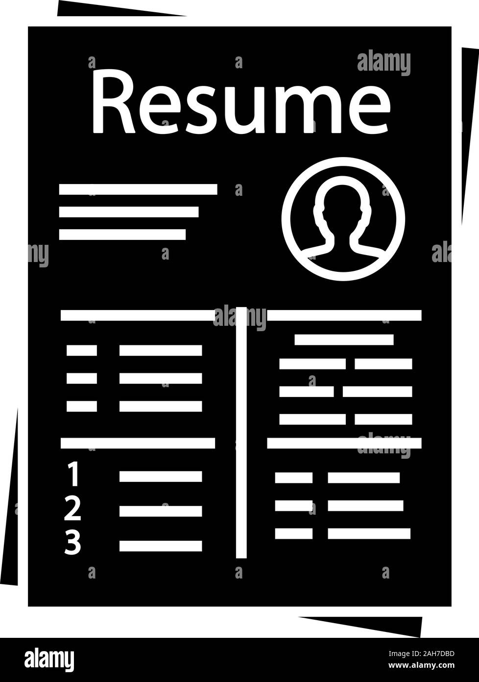Resume glyph icon. CV. Curriculum vitae. Personal information ...