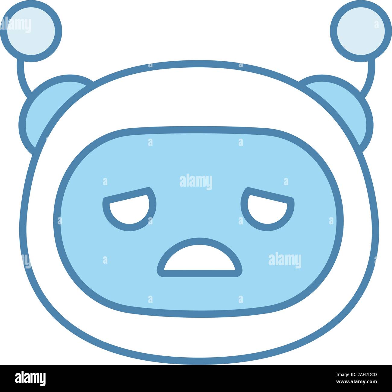 Sad robot emoji color icon. Upset chatbot smiley. Chat bot emoticon ...