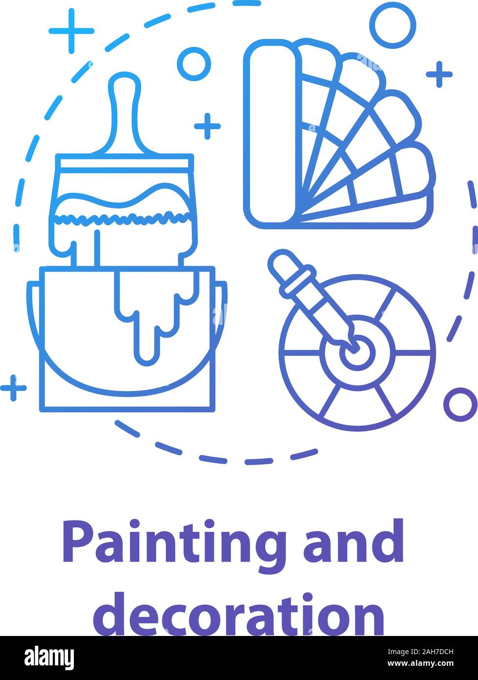Painting and decoration concept icon. Interior design idea thin line ...