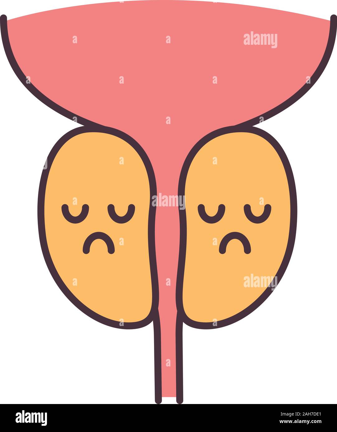 Sad prostate gland color icon. Men's health. Male reproductive system ...