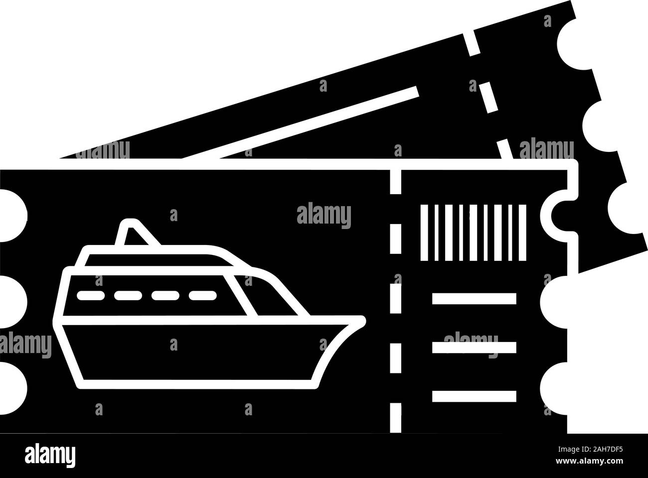 Cruise ship tickets glyph icon. Shore excursions, tours tickets. Ocean ...