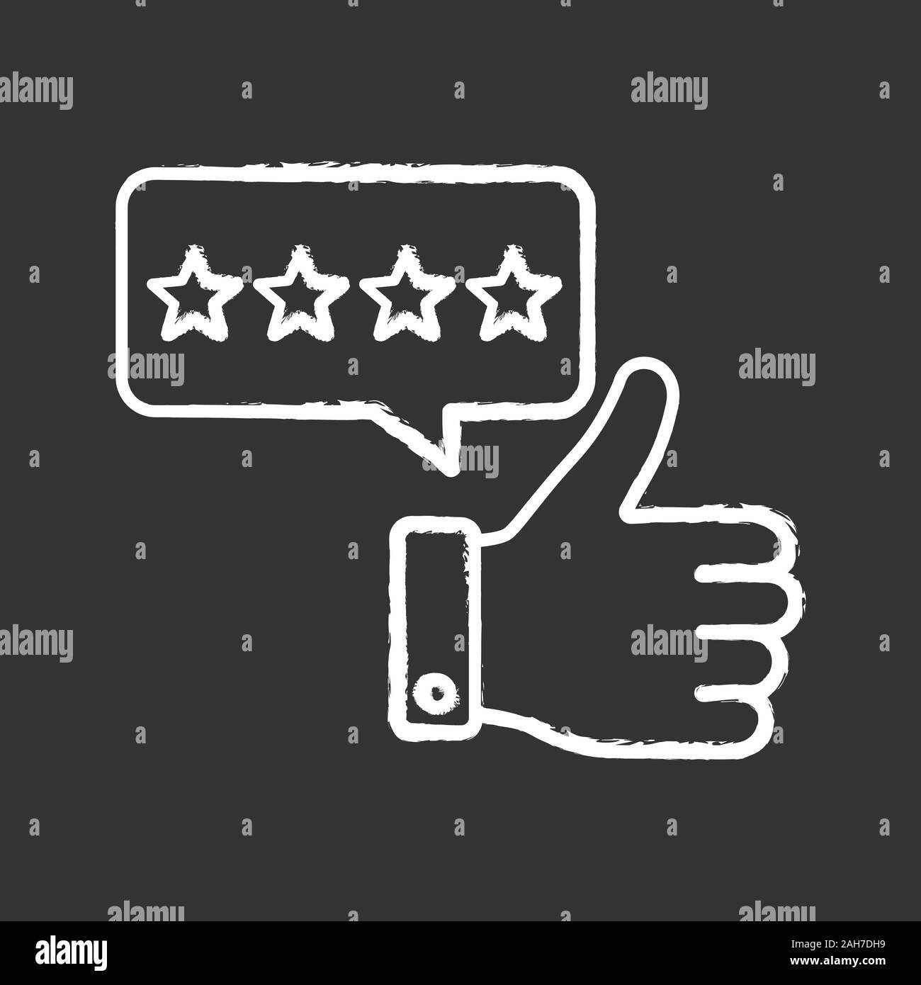 Five star rating chalk icon. Customer excellent review and feedback ...