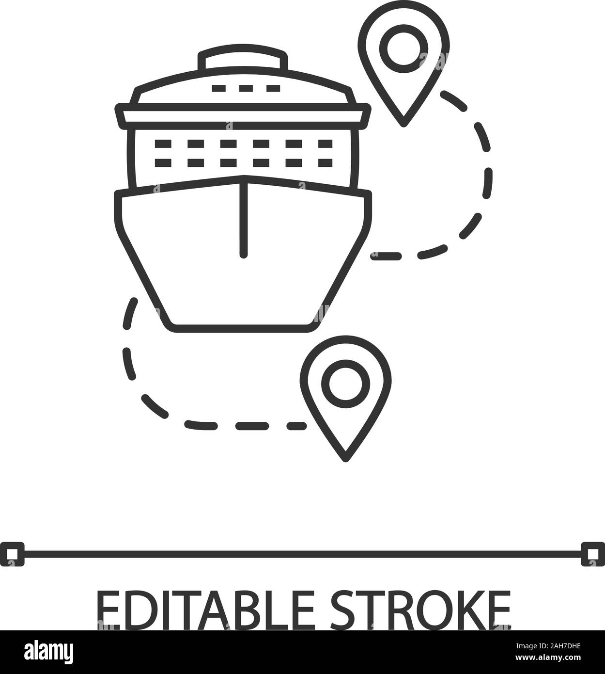 Cruise routes linear icon. Travel destinations. Thin line illustration ...