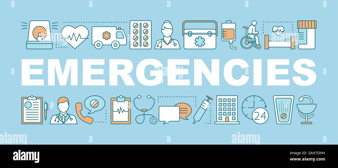 Emergencies word concepts banner. Medicine and healthcare. Ambulance ...