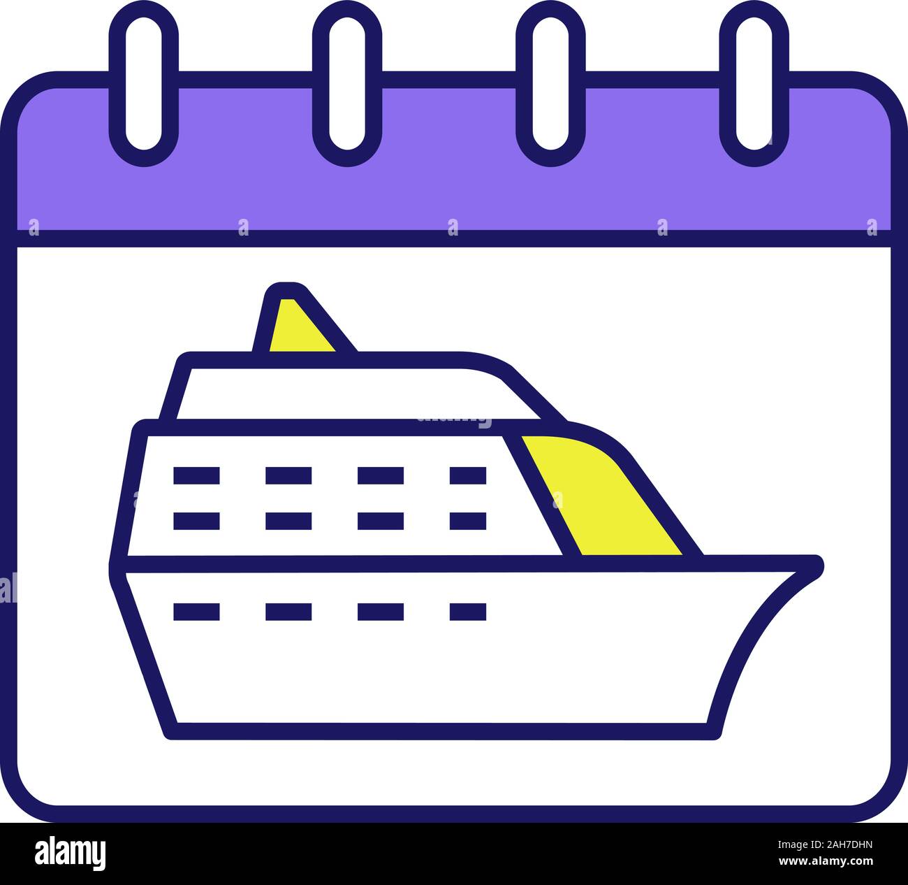 Cruise departure date color icon. Vacation cruise. Calendar page with ...