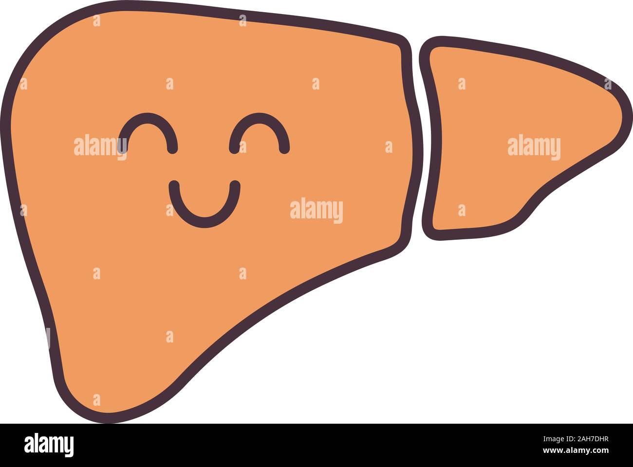 Smiling liver color icon. Healthy digestive gland. Liver health ...