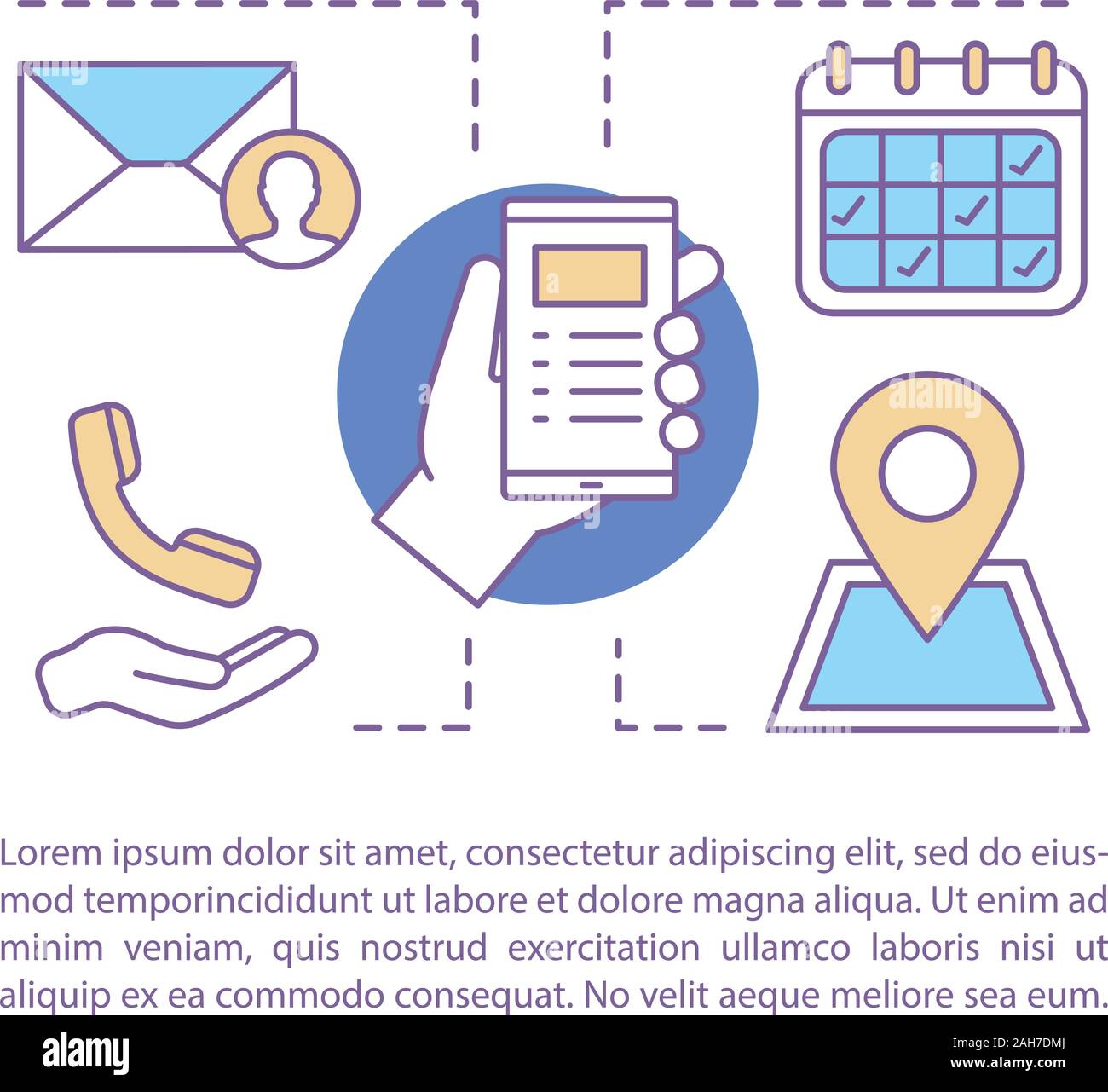 Contact us concept linear illustration. Information center. Infocenter ...