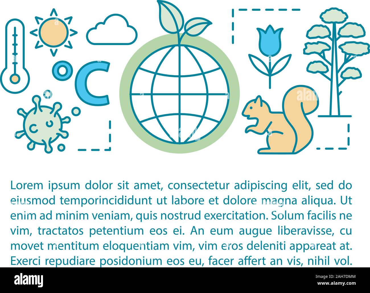 Environmental issues concept linear illustration. Climate changing ...