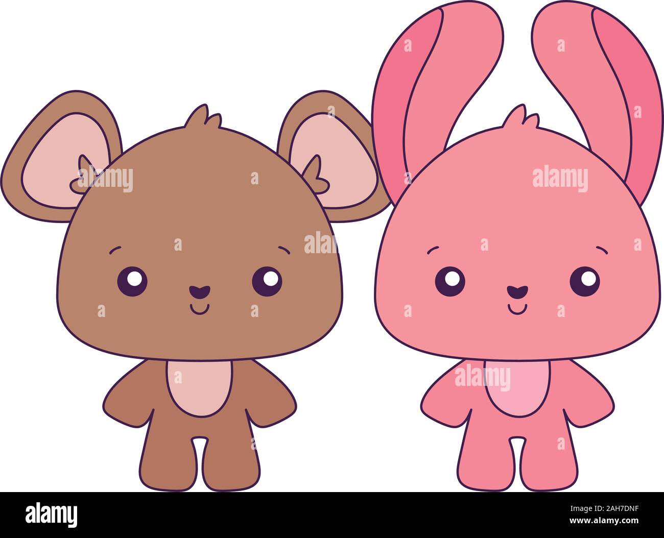 bear and rabbit cartoons design, Kawaii expression cute character funny ...