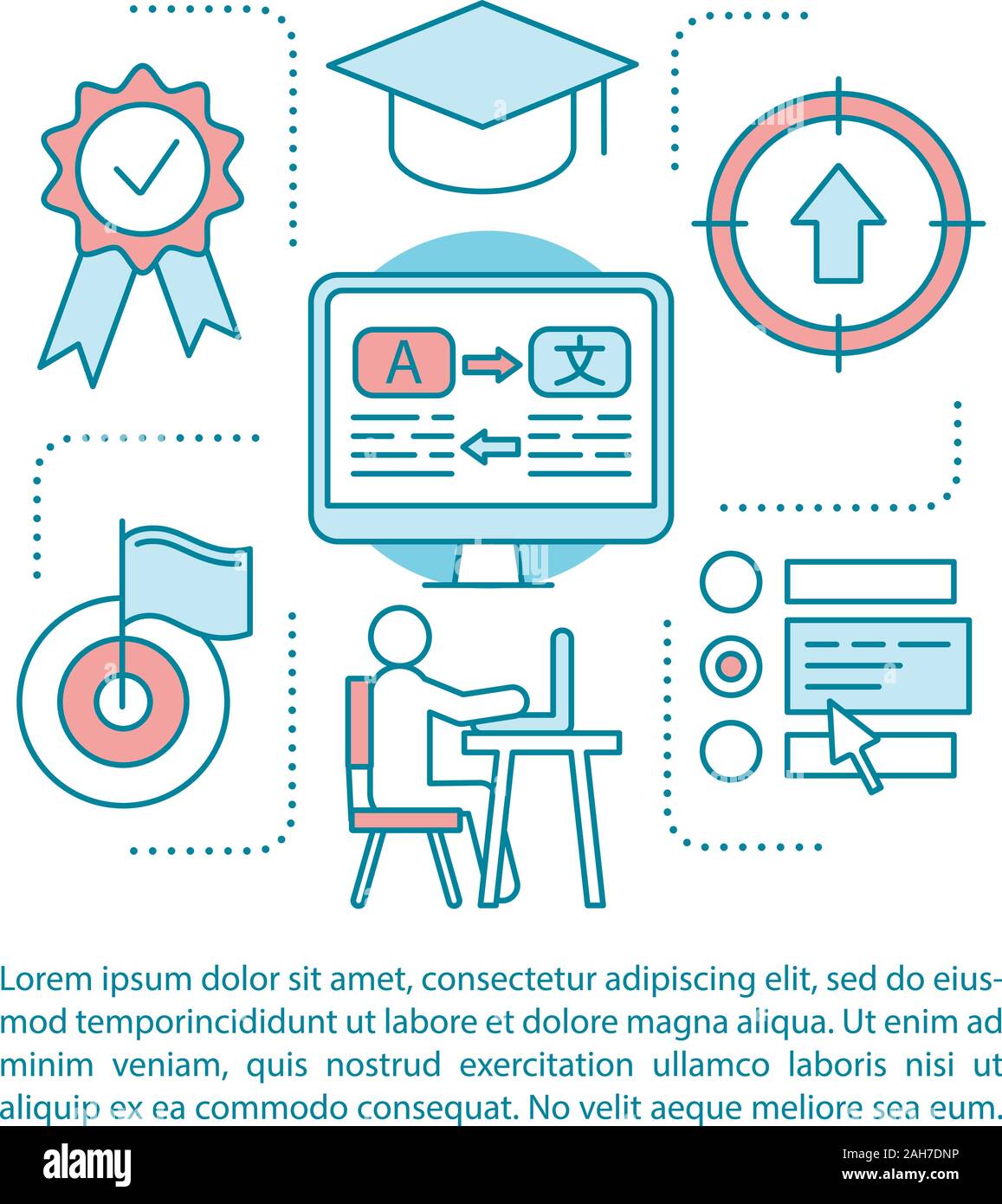 E-learning concept linear illustration. Distance education. Article ...