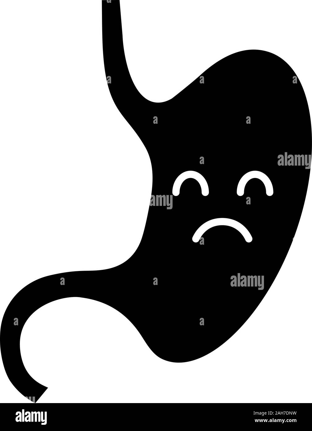 Sad stomach glyph icon. Unhealthy digestive system. Gastrointestinal ...