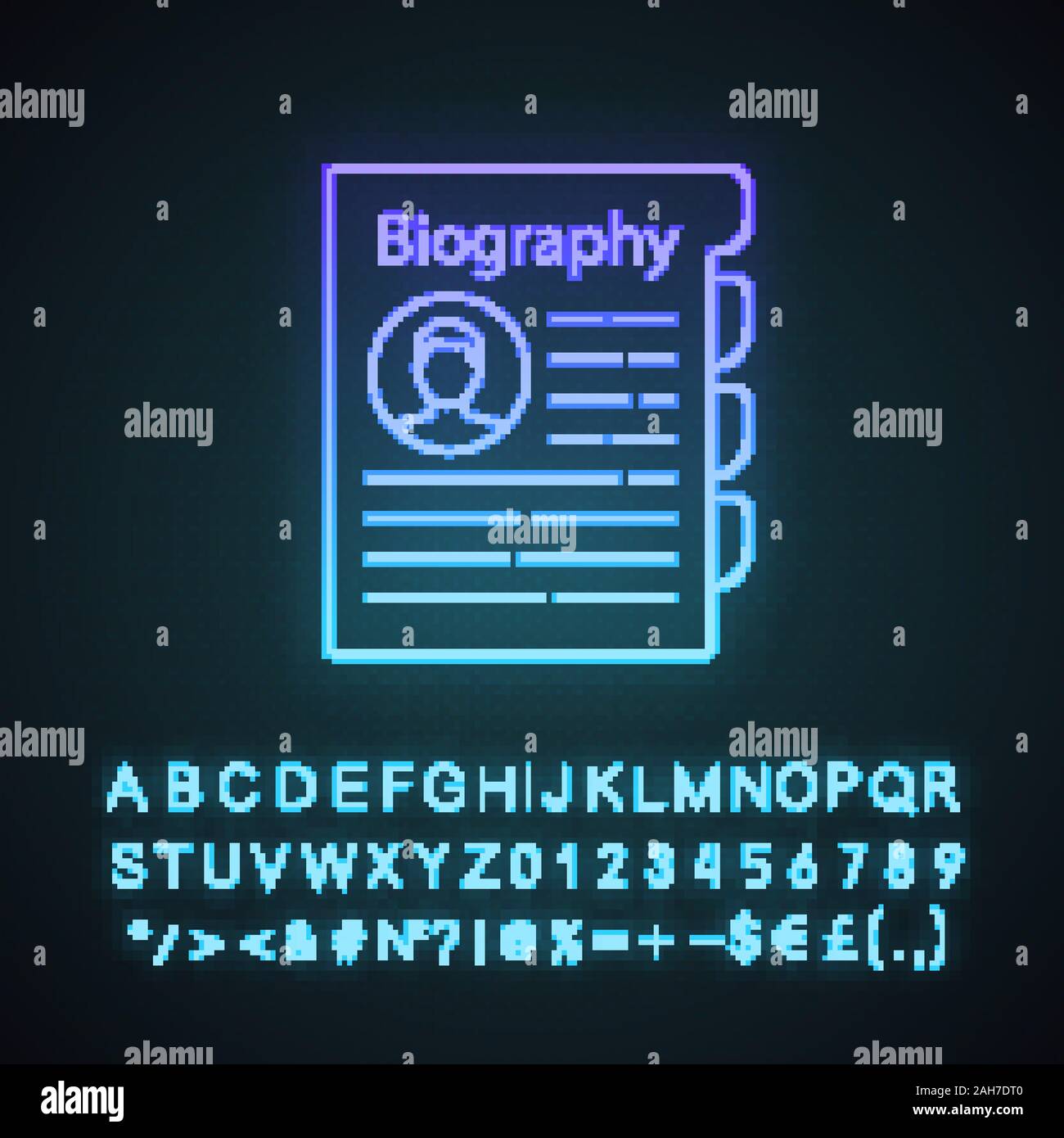 Personnel file neon light icon. Personal data. HR document ...