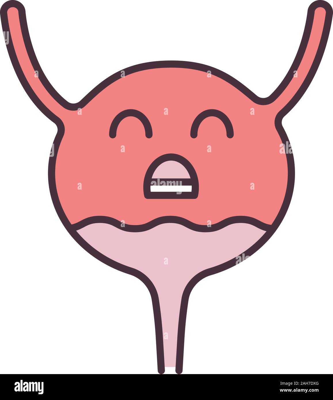 Sad urinary bladder color icon. Unhealthy urinary tract. Urinary system ...