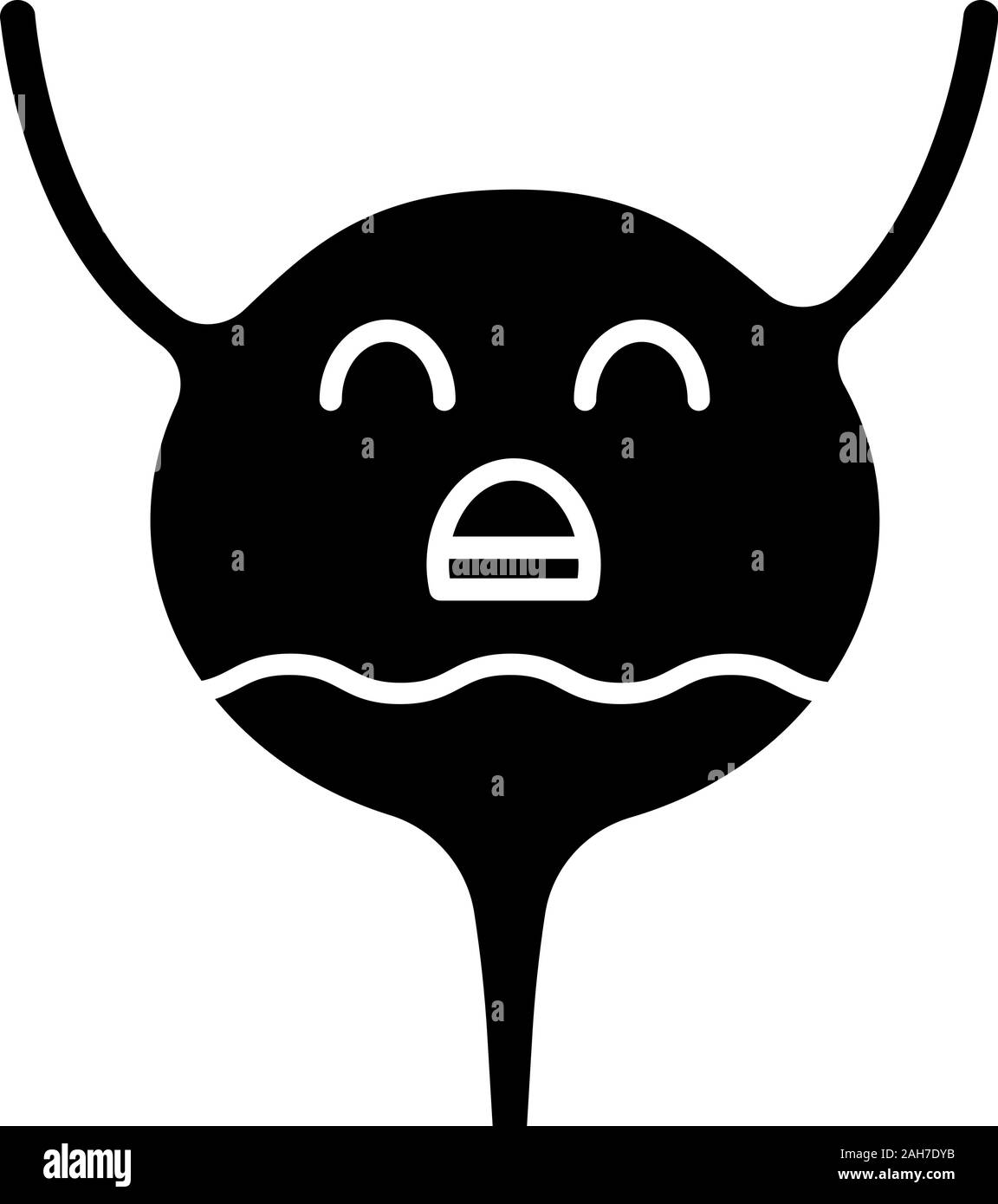 Sad urinary bladder glyph icon. Unhealthy urinary tract. Urinary system ...