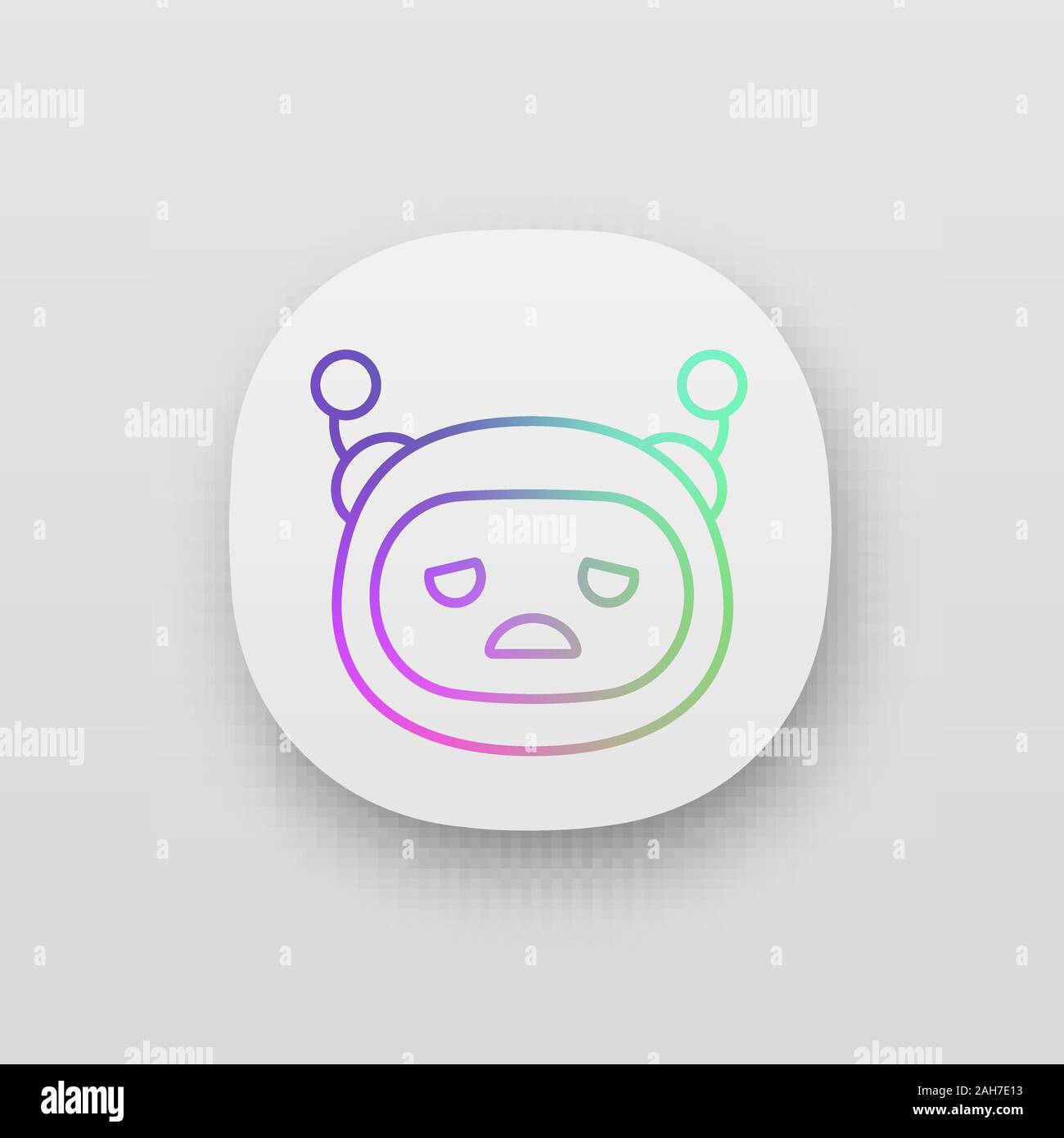 Sad robot emoji app icon. Upset chatbot smiley. UI/UX user interface ... Sad robot emoji app icon. Upset chatbot smiley. UI/UX user interface ...