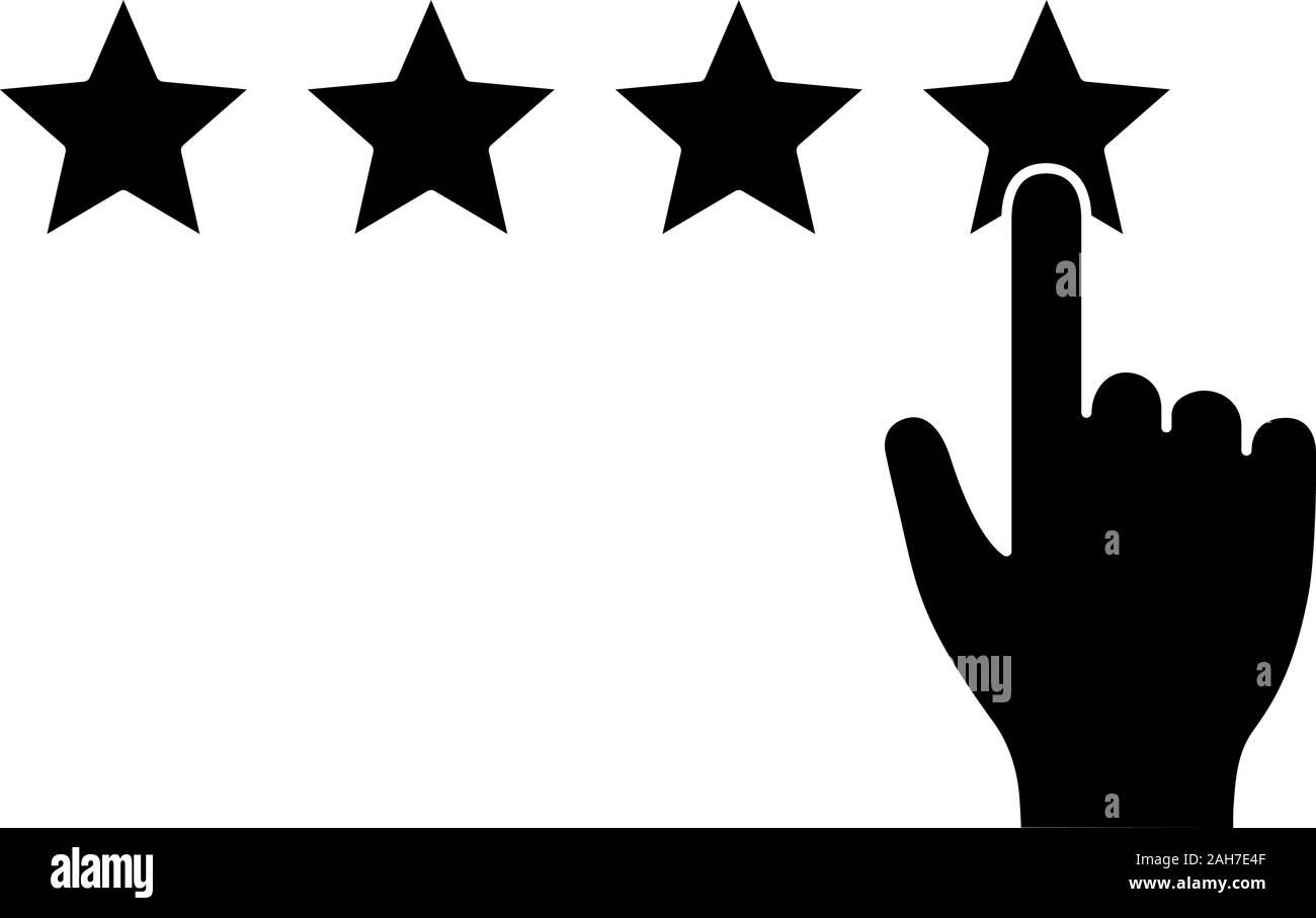 Five star rating glyph icon. Customer excellent review and feedback ...