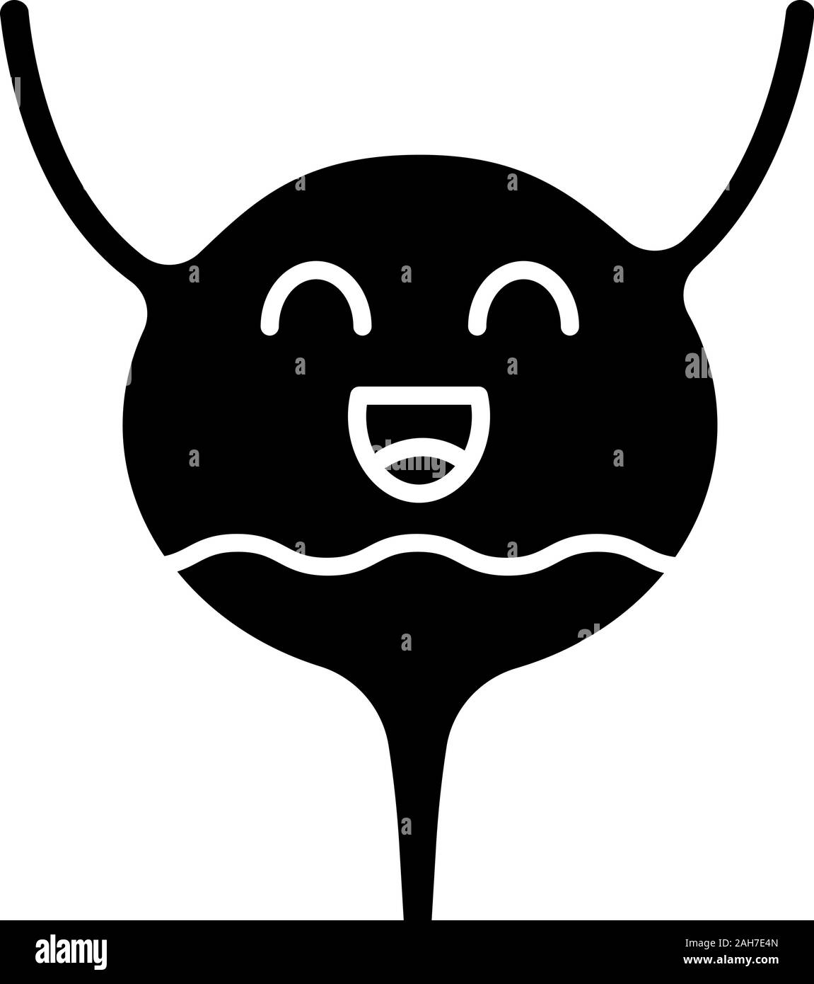 Smiling urinary bladder glyph icon. Healthy urinary tract. Urinary ...