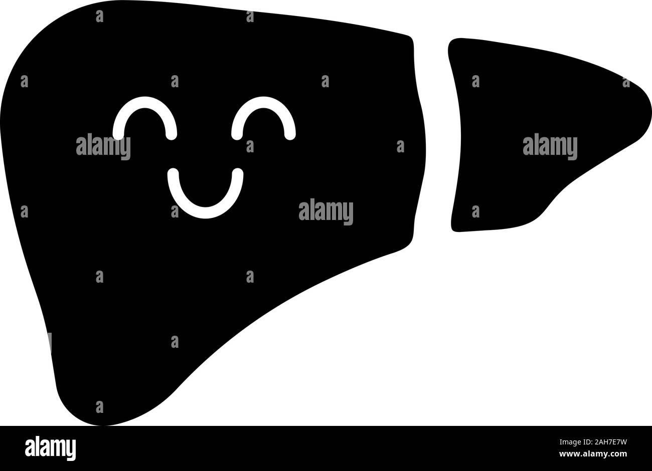 Smiling liver glyph icon. Healthy digestive gland. Liver health ...