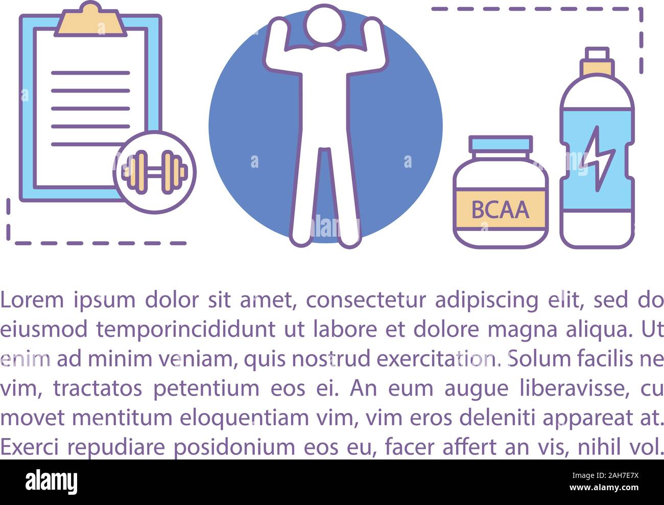 Sports nutrition concept linear illustration. Physical activity ...